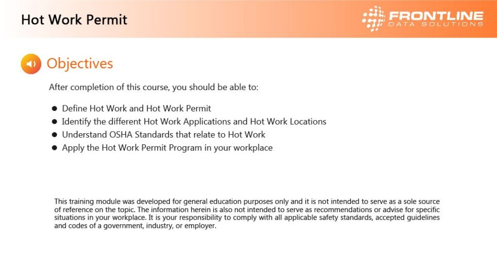 Hot Work Training Course | Frontline LMS