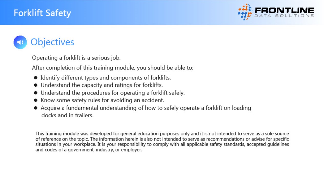 Forklift Safety Training Course Frontline Lms