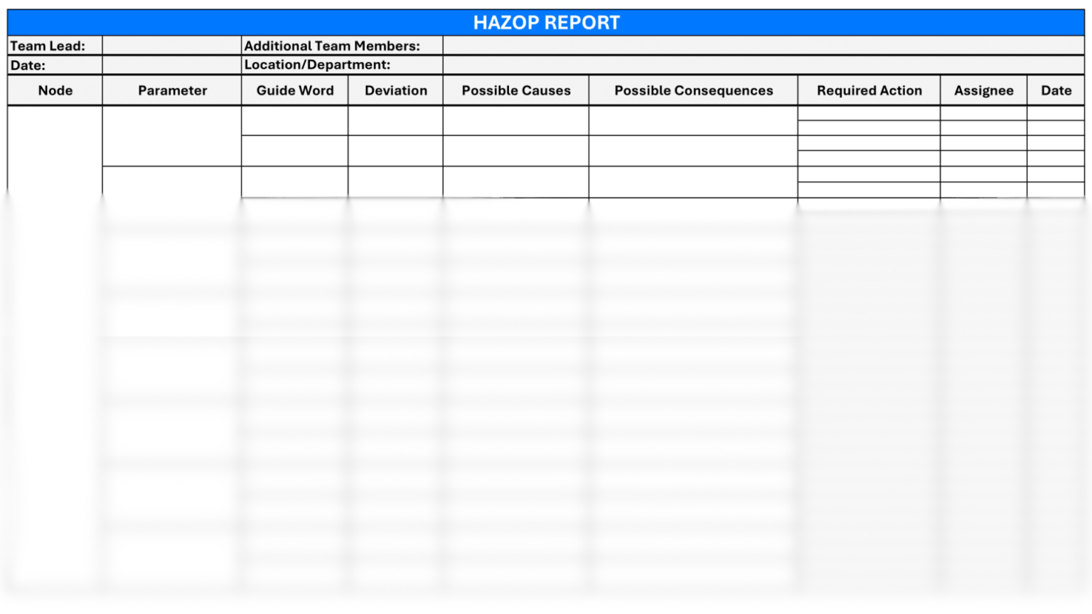 HAZOP Analysis Template from Frontline Data Solutions