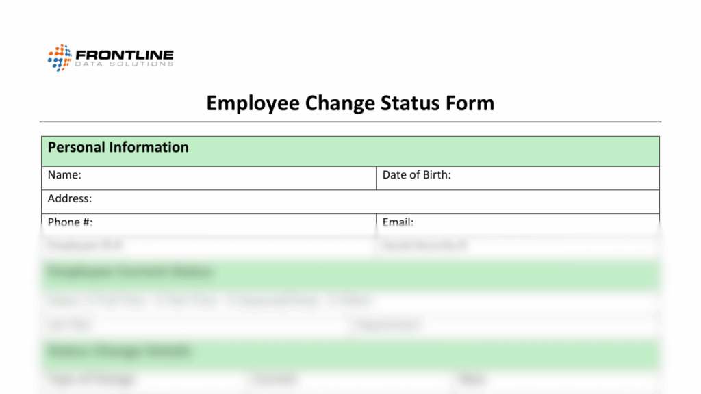 Employee Change Status Form | Frontline Data Solutions