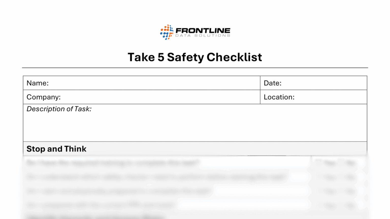 Take 5 safety: control hazards and reduce risk | Frontline Blog